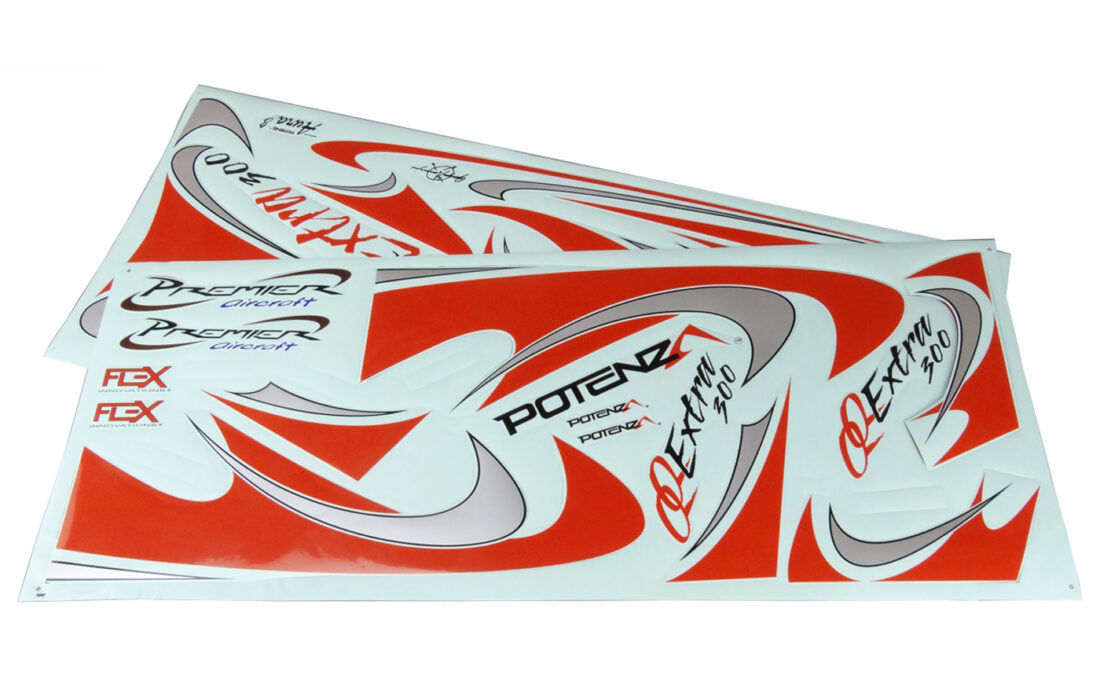 QQ EXTRA 300 RED/SILVER DECAL SET – Flex Innovations